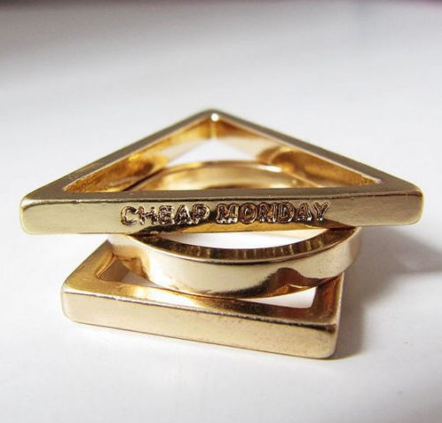 Geometric Triple Stacking Rings Circle Triangle Square on Luulla